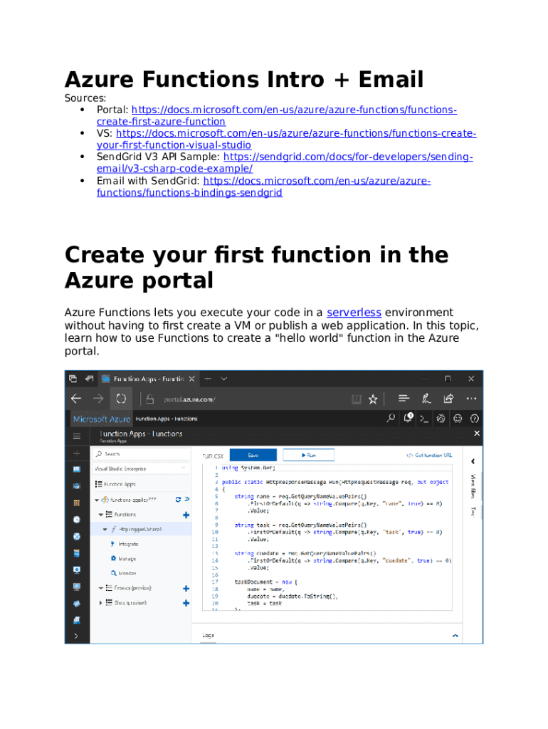 Azure Functions Sendgrid Bindings Wake Up And Code Doc Template Pdffiller