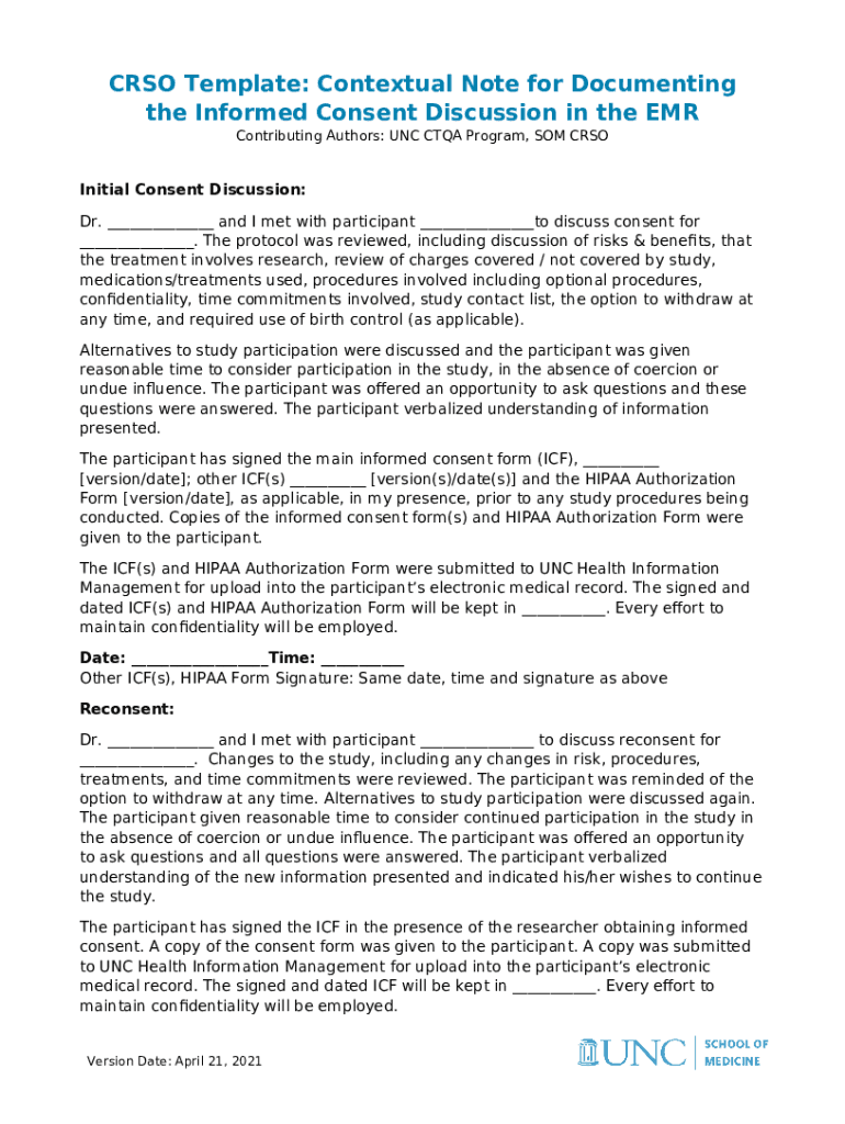 Contextual Note for Documenting the Ined Consent ... Doc Template | pdfFiller