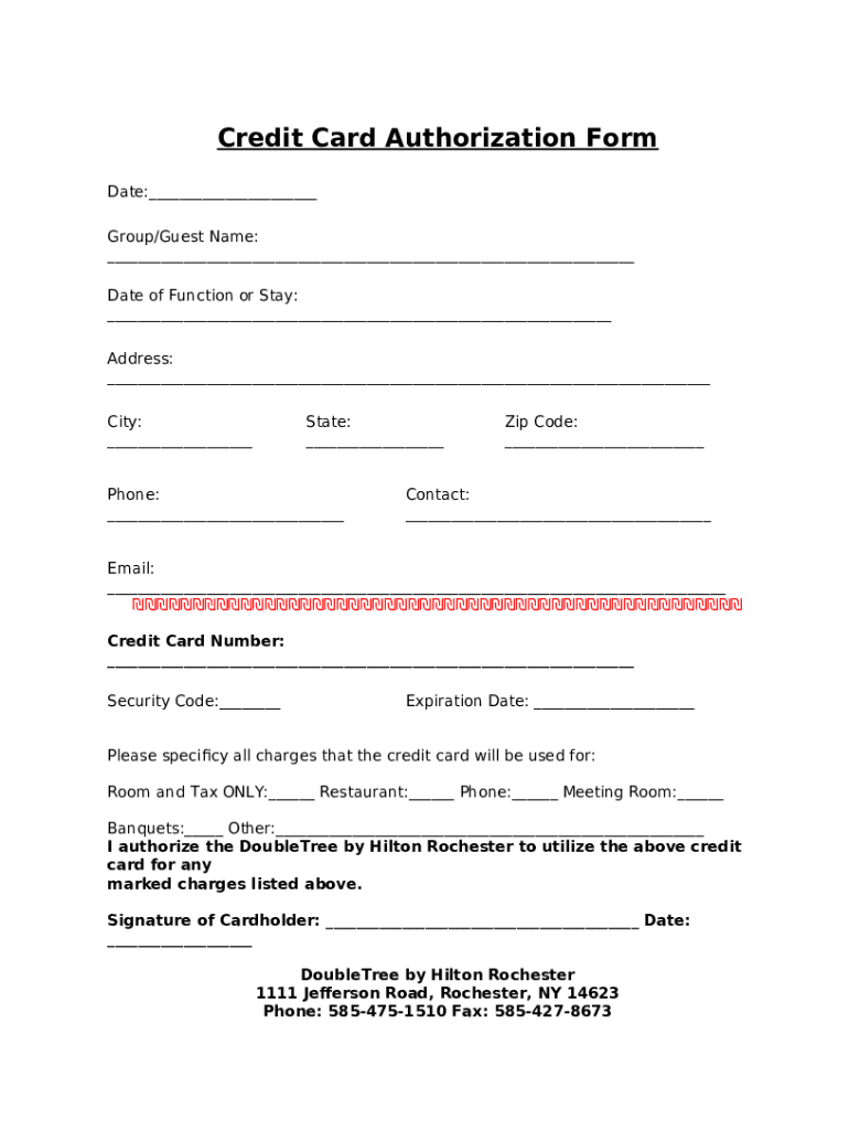 Credit Card Authorization - DOB Doc Template | pdfFiller