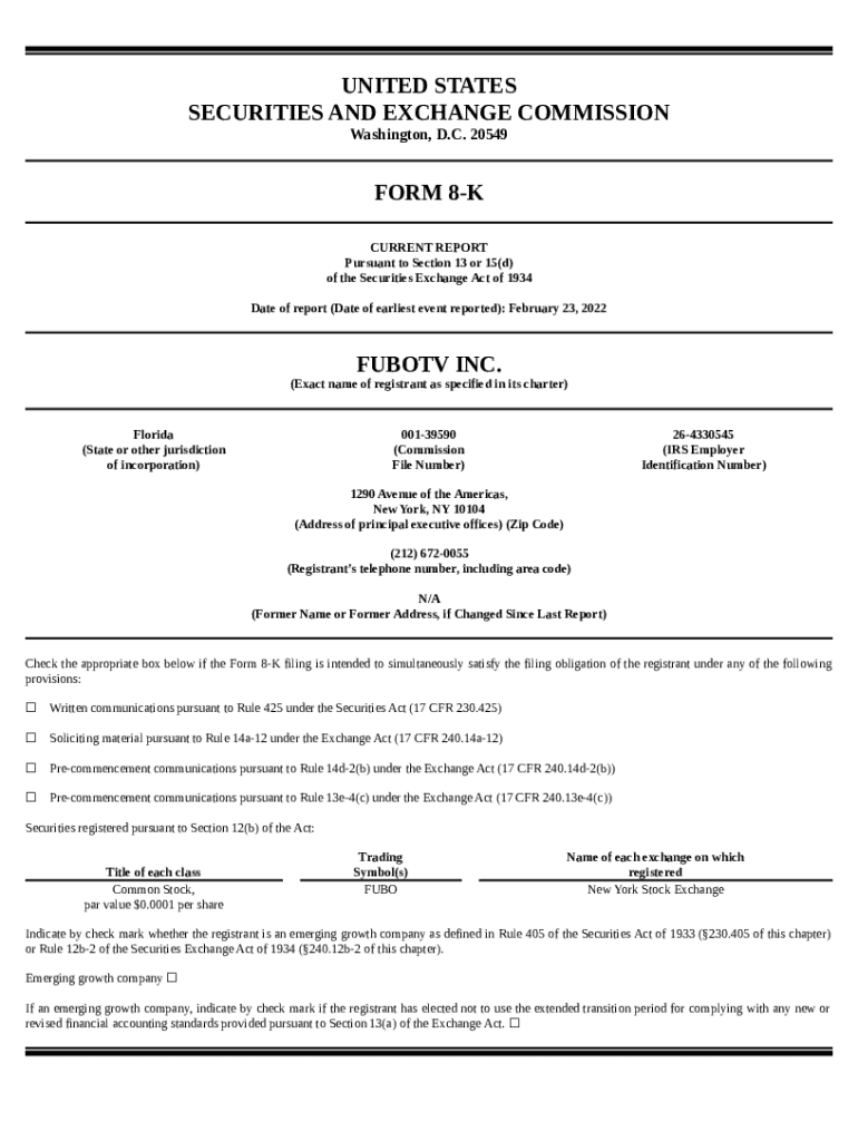 fuboTV Inc. /FL ( - cloudfront.net Doc Template | pdfFiller