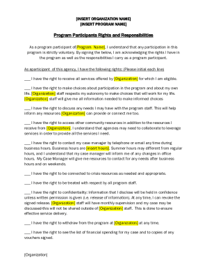 Fillable Online Sample - Rights and Responsibilities Fax Email Print ...