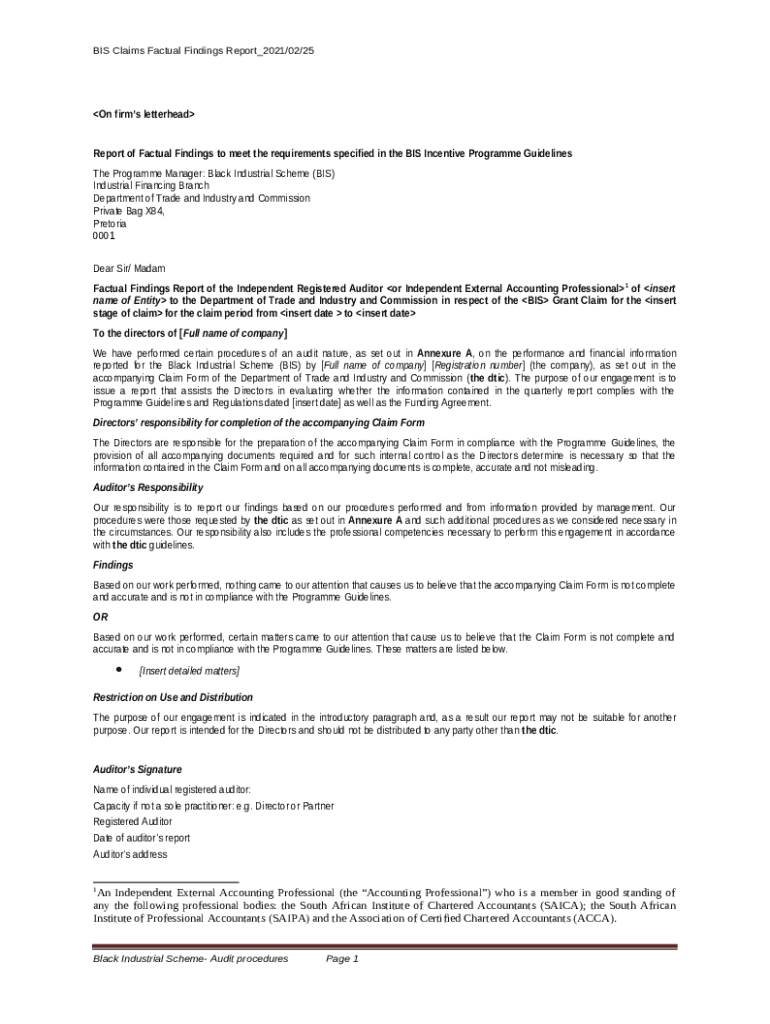 Applying for the Black Industrialist Scheme (BIS) Grant ... Doc ...