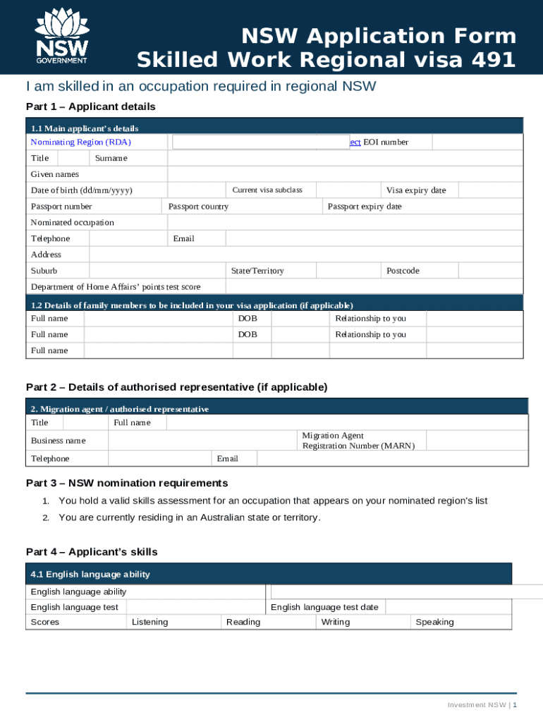 Skilled Work Regional (Provisional) visa - Main applicant - rdahunter org Doc Template | pdfFiller