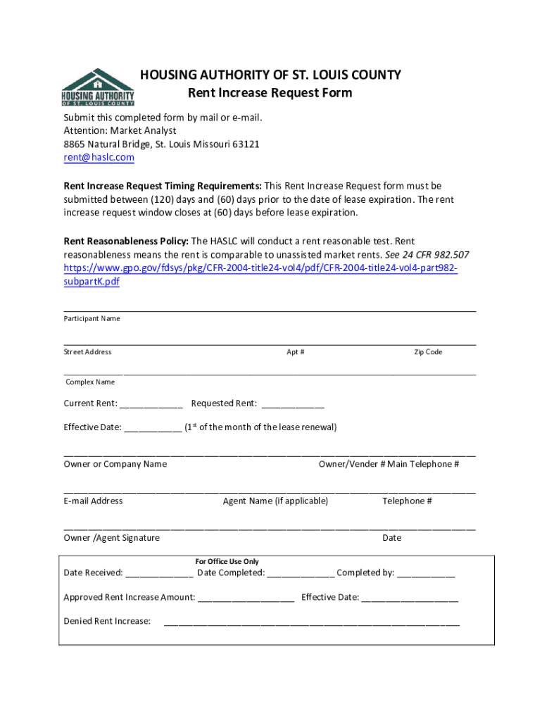 Fillable Online Forms - Housing Authority of St. Louis County Fax Email ...