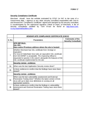 'C' Security Compliance Certificate Merchant should ... Doc Template ...