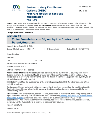 PSEO students - M State - education mn Doc Template | pdfFiller