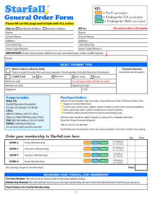 Fillable Online General Order Form - Starfall Fax Email Print - pdfFiller