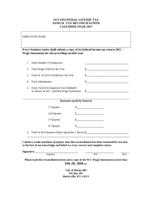 OCCUPATIONAL LICENSE TAX Doc Template | pdfFiller