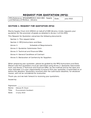 section 1: request for quotation (rfq) Doc Template | pdfFiller