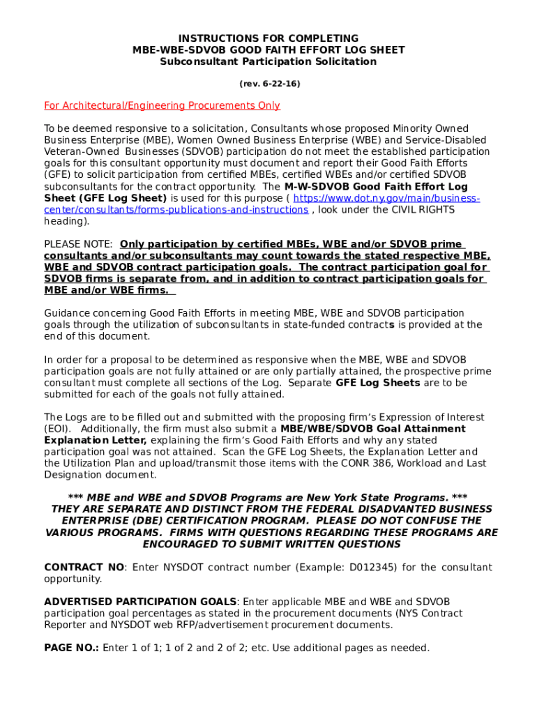 GOOD FAITH EFFORTS GUIDANCE Samples and Helpful Hints Doc Template ...