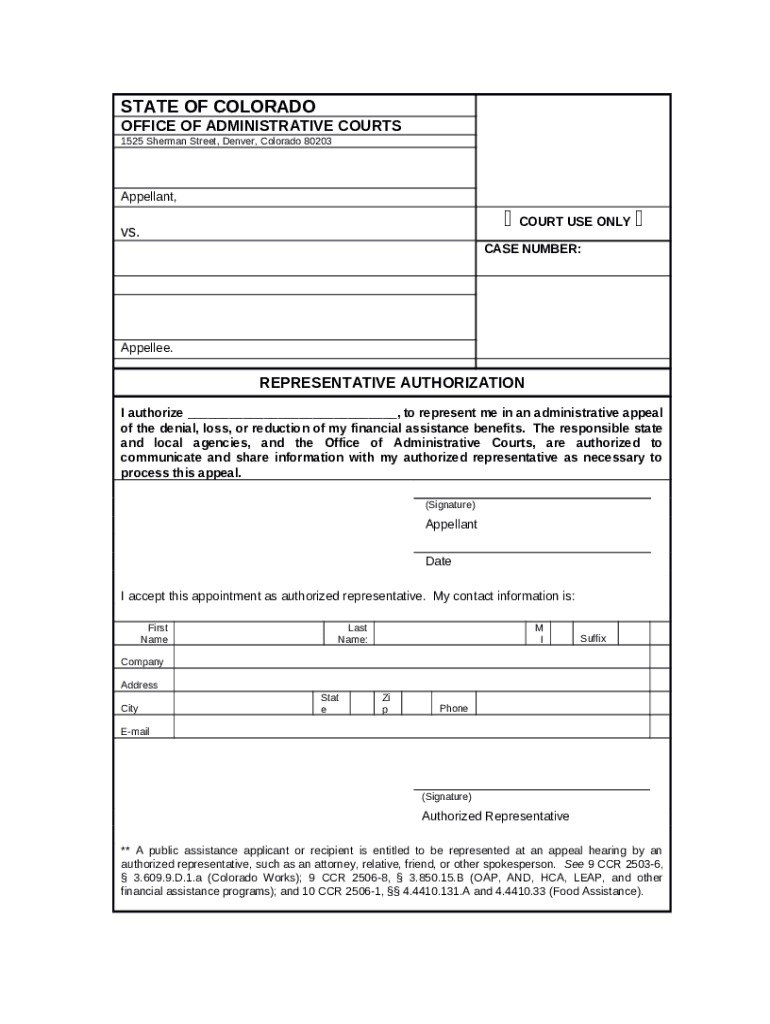 Representative Authorization Doc Template | pdfFiller