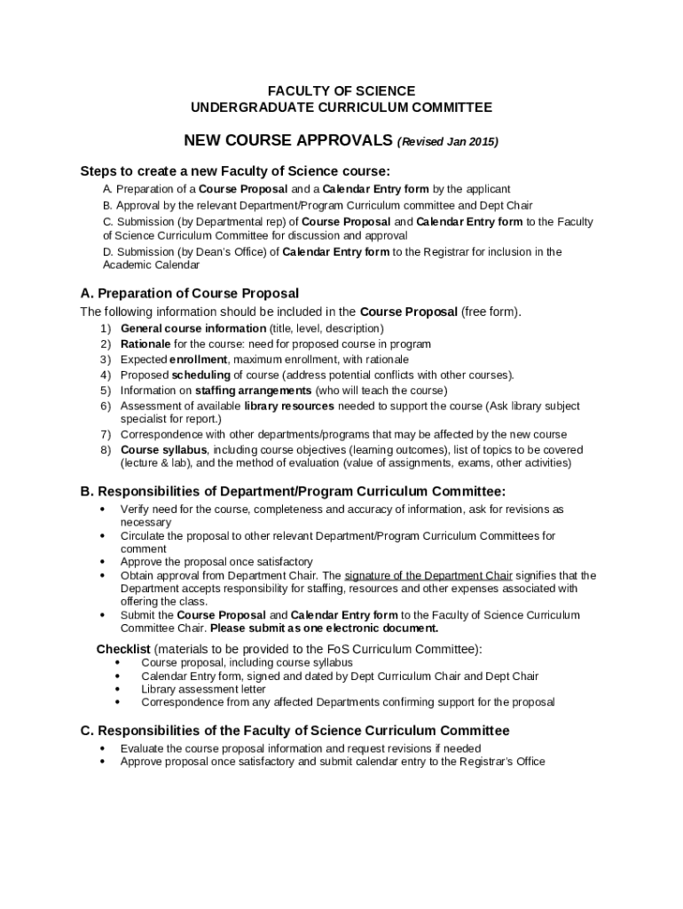 New Course ProposalsCollege of Arts and Sciences Doc Template | pdfFiller
