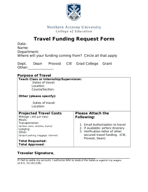 Travel Funding Request Doc Template | pdfFiller