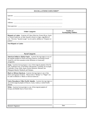 RACIAL and ETHNIC DATA ** Sponsor Doc Template | pdfFiller