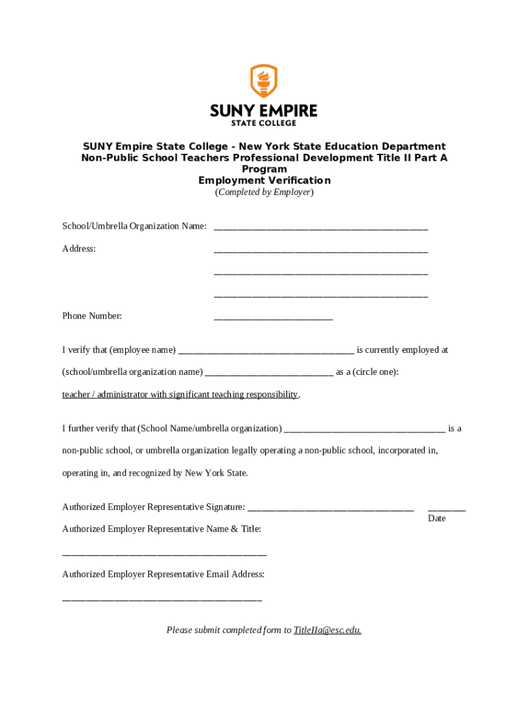 New York State Education Department Title II Part A Partnership Doc Template | pdfFiller