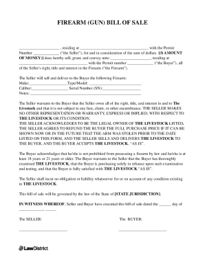 Fillable Online Free Firearm (Gun) Bill of Sale Form - PDFWord - eForms ...