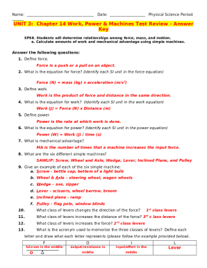 Physical Science Chapter 14 Sections 14.1 Work and Power ...