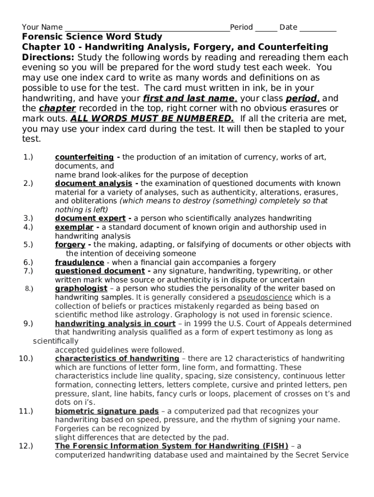 chapter 10: handwriting analysis, forgery, and counterfeiting - schoolwires henry k12 ga Doc ...