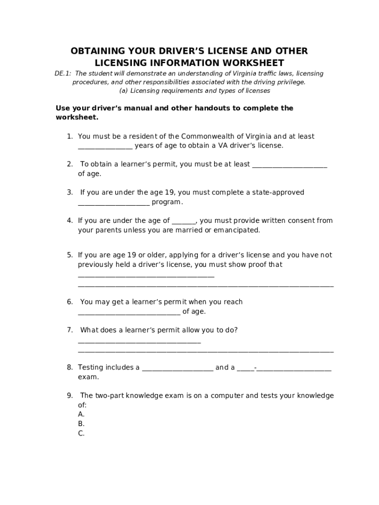 obtaining your driver's license and other licensing ination ... Doc ...