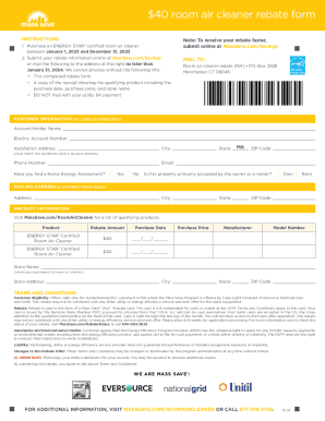 Fillable Online ENERGY STAR Certified Room Air Cleaners - Mass Save Fax ...