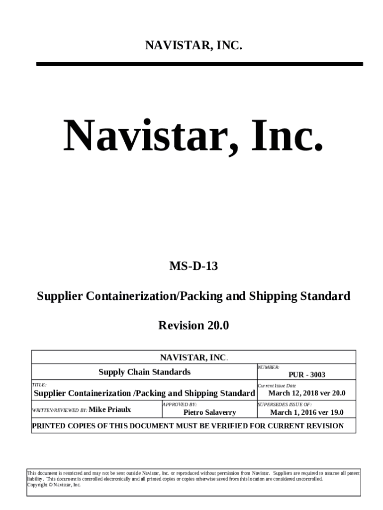 Navistar Supplier Guidelines Truck and Engine February 2 Doc Template ...