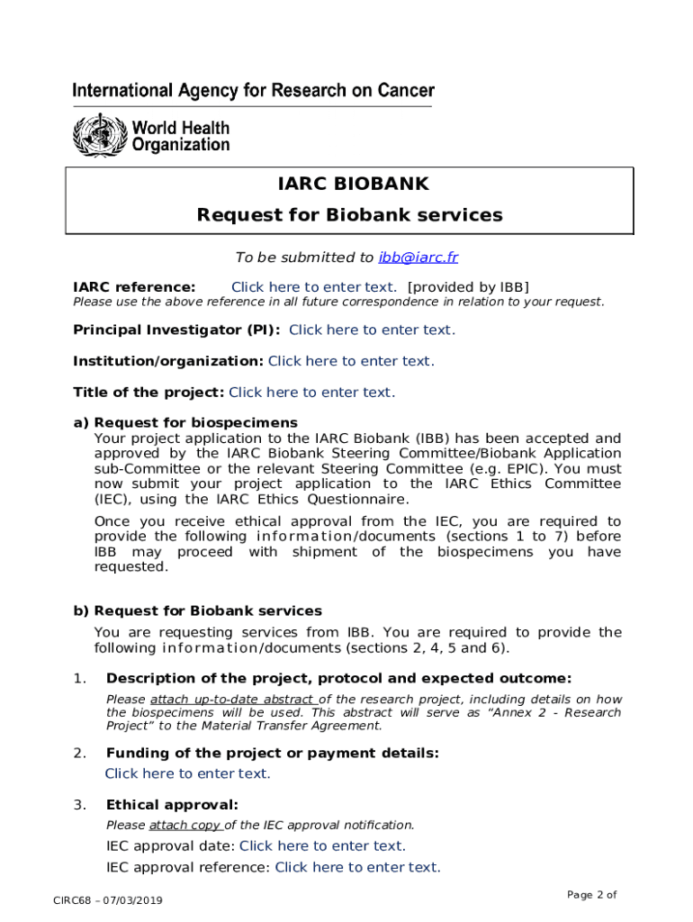 CIRC68 Biobank Request Doc Template | pdfFiller