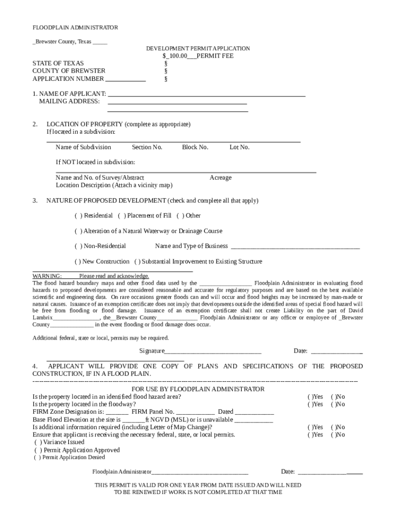 orange county, texas floodplain development permit application Doc ...