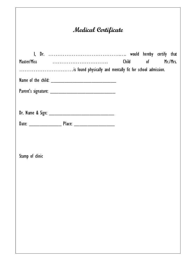 Fillable Online Draft of Mental Fitness Certificate by MBBS Doctor Fax ...