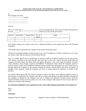 indemnity bond for issue of duplicate share certificate Doc Template ...
