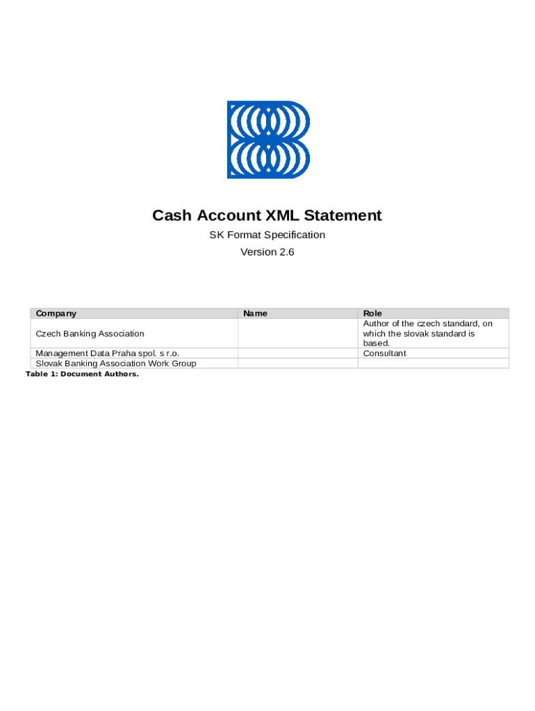 Statements in XML (Czech Banking Association) at - SOB Doc Template ...