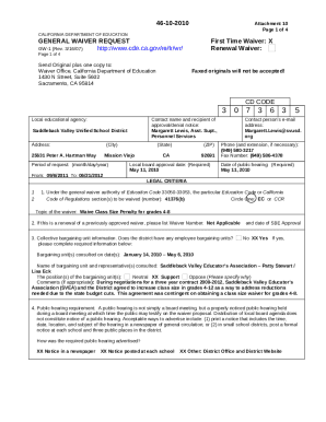 GENERAL WAIVER REQUEST First Time Waiver: X Doc Template | pdfFiller