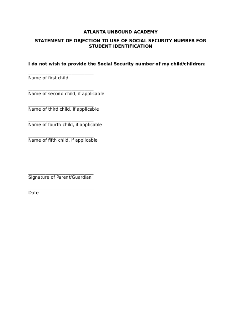 statement-of-objection-to-the-use-of-social-security- ... Doc Template ...