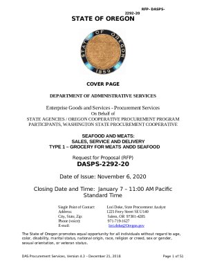 State of Oregon COVER PAGE Department Of Administrative ... Doc ...