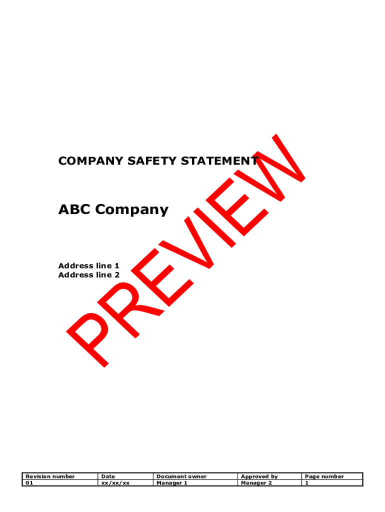 Fillable Online Health and Safety Statement SAFETY STATEMENT Fax Email ...