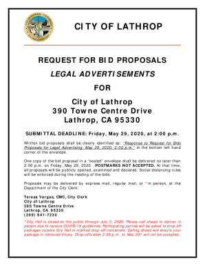 Fillable Online Request for Bid Proposal Legal Advertisements for City ...
