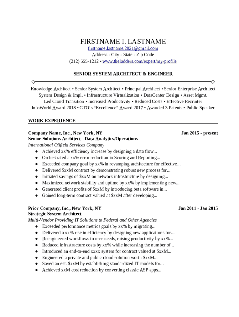 Senior System Architect & Engineer Free Resume Template. Effective ...