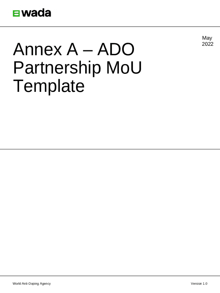 ADO Partnership Memorandum of Understanding (MoU) Doc Template | pdfFiller