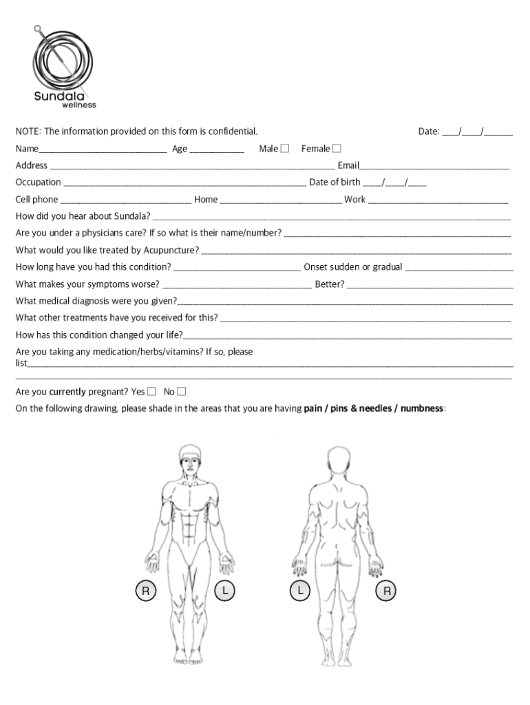 Fillable Online Sundala Acupuncture intake form Fax Email Print - pdfFiller