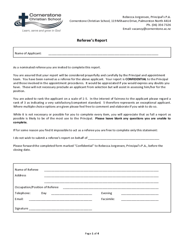 Fillable Online Referee form - teacher Fax Email Print - pdfFiller