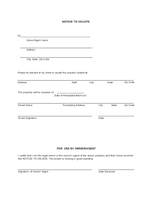 Make Your Own Notice to Vacate Letter - Legal Templates Doc Template ...