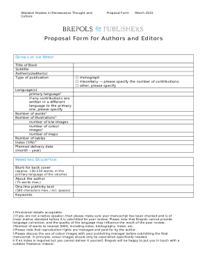 submitting a book proposal - warwick ac Doc Template | pdfFiller