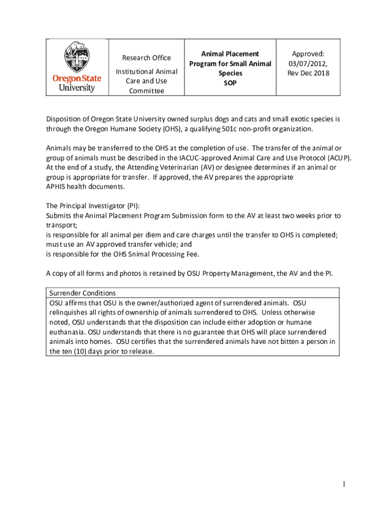 Fillable Online research oregonstate How to Write an Application Involving Research Animals Fax ...