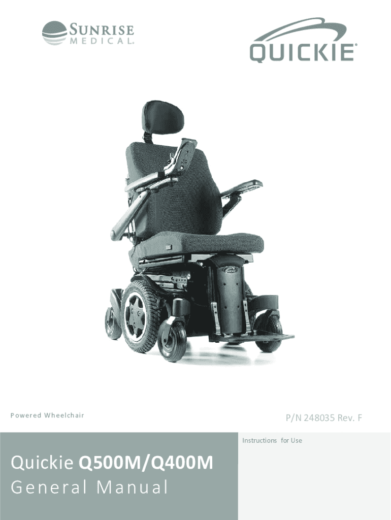 Fillable Online Sunrise Quickie Q400M Power Wheelchair. Information about Sunrise Quickie Q400M ...