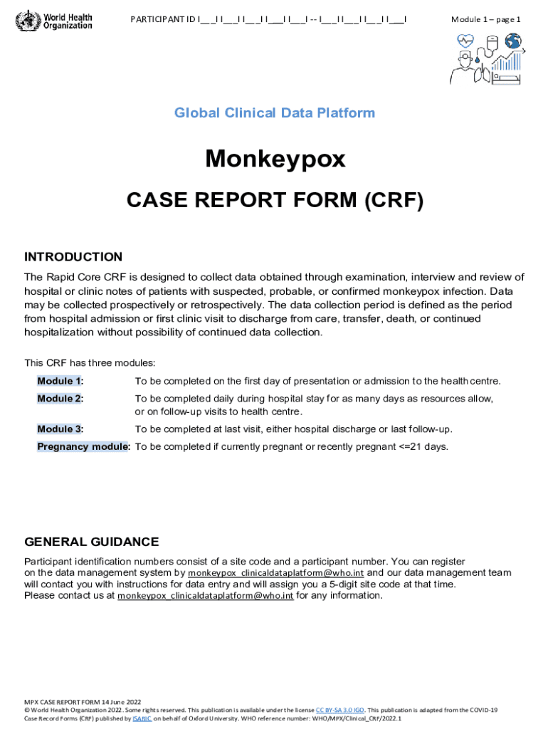 Fillable Online apps who Global clinical data platform for monkeypox case report form ... Fax ...