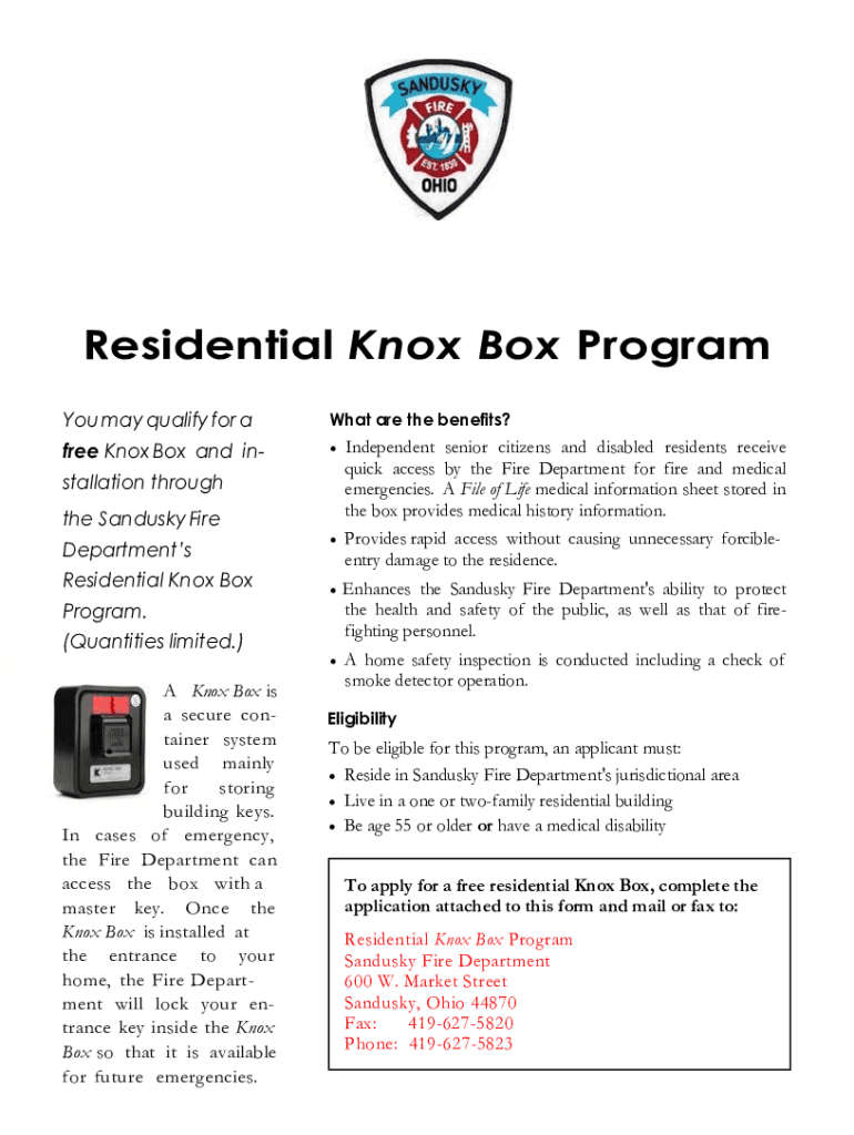 Fillable Online Residential Knox Box Program - Escondido Fire ...