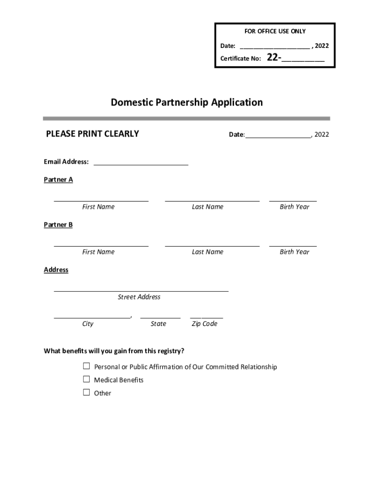 Fillable Online Statement of Domestic Partnership Fax Email Print ...