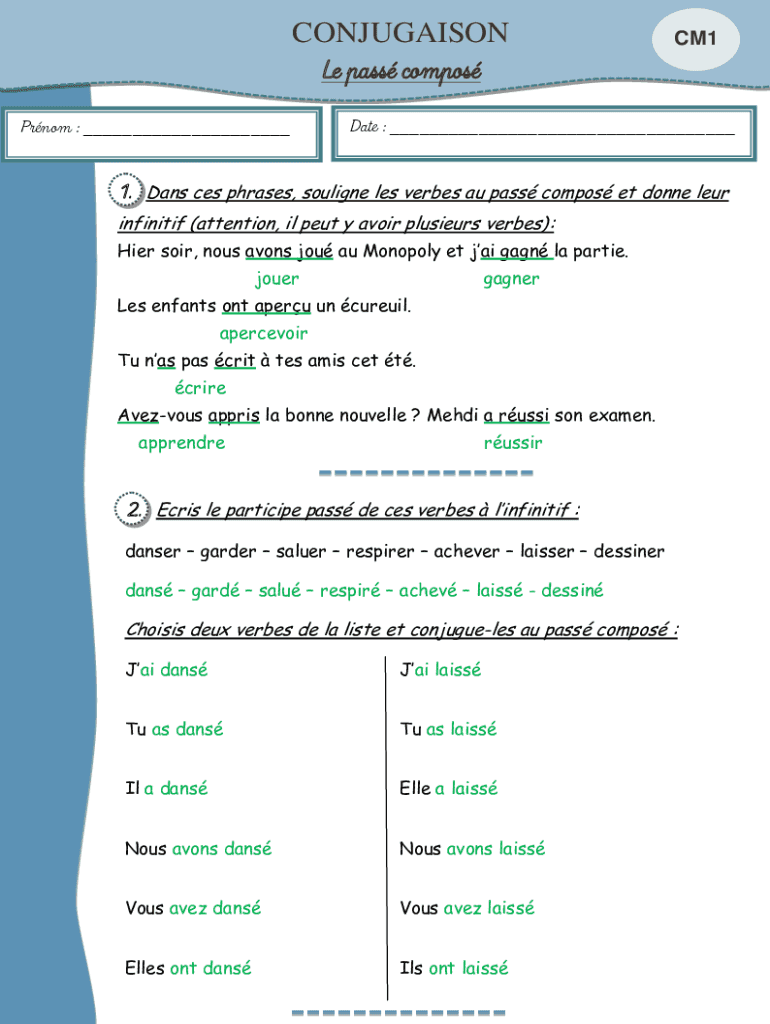 Fillable Online On se sert gnralement du pass compos et de l'imparfait ... Fax Email Print ...