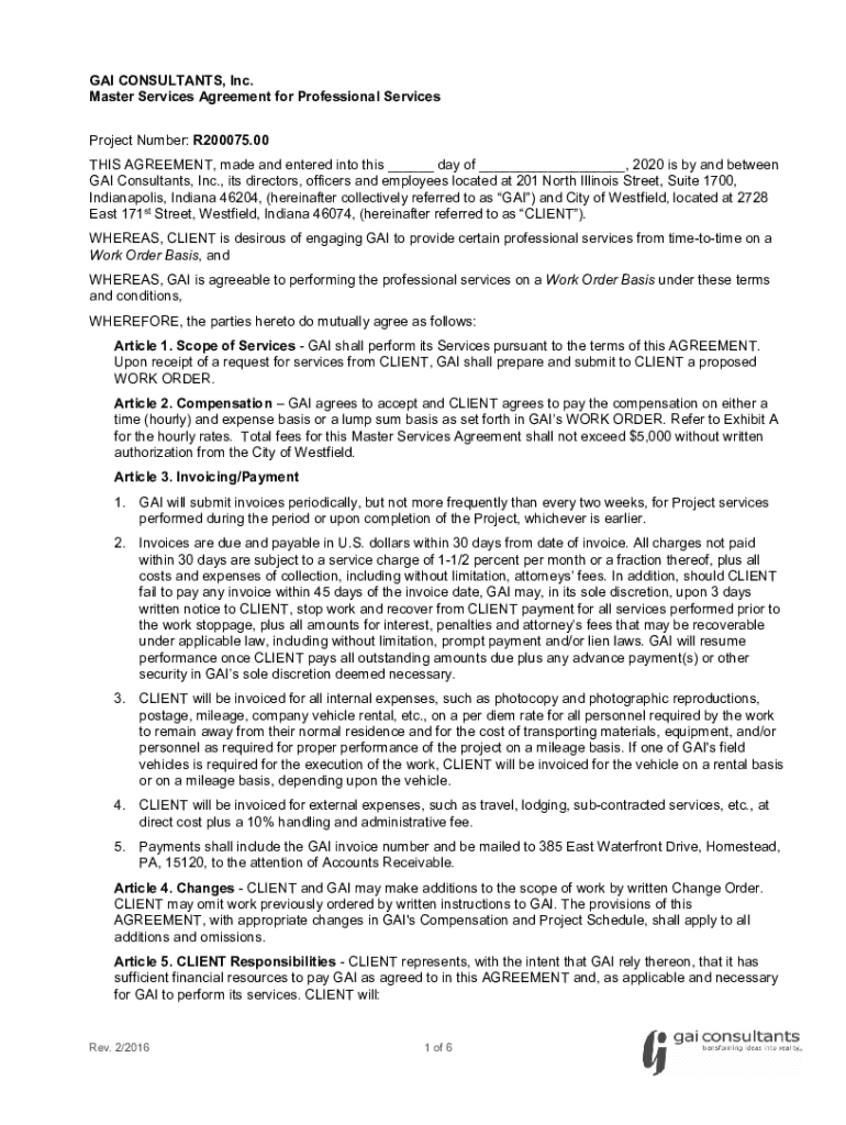 Fillable Online Master Services Agreement and related statement of work ...