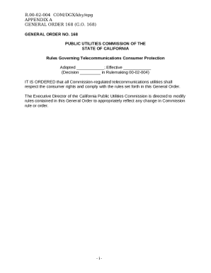 General Order 168 Consumer Bill of Rights - docs cpuc ca Doc Template ...