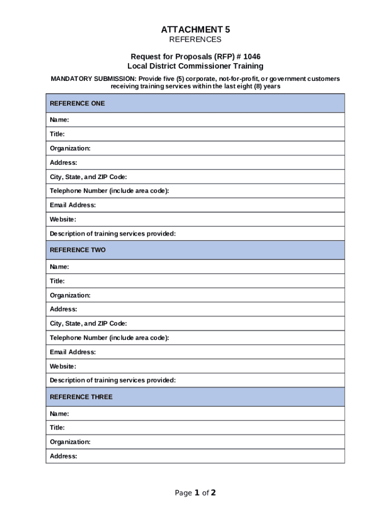 RFP 1046 Attachment 5 - References - ocfs ny Doc Template | pdfFiller